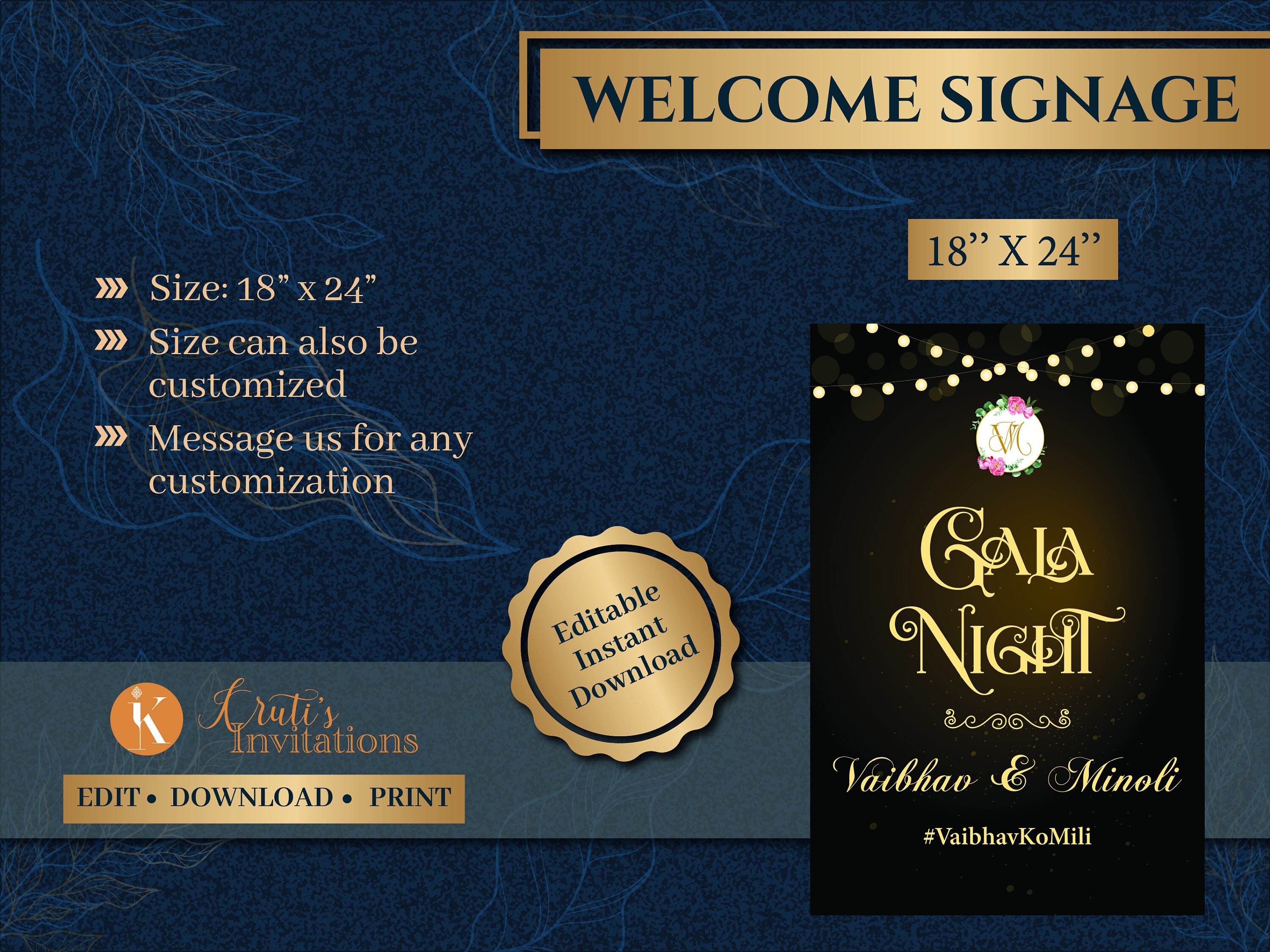 Gala Night Welcome Signage , Sangeet Welcome Sign , Welcome Signage ...