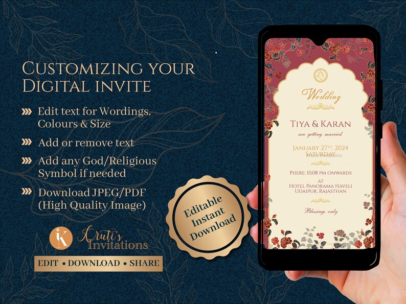 Indian Wedding Invitation Digital Hindu Wedding Cards | Indian Wedding ...