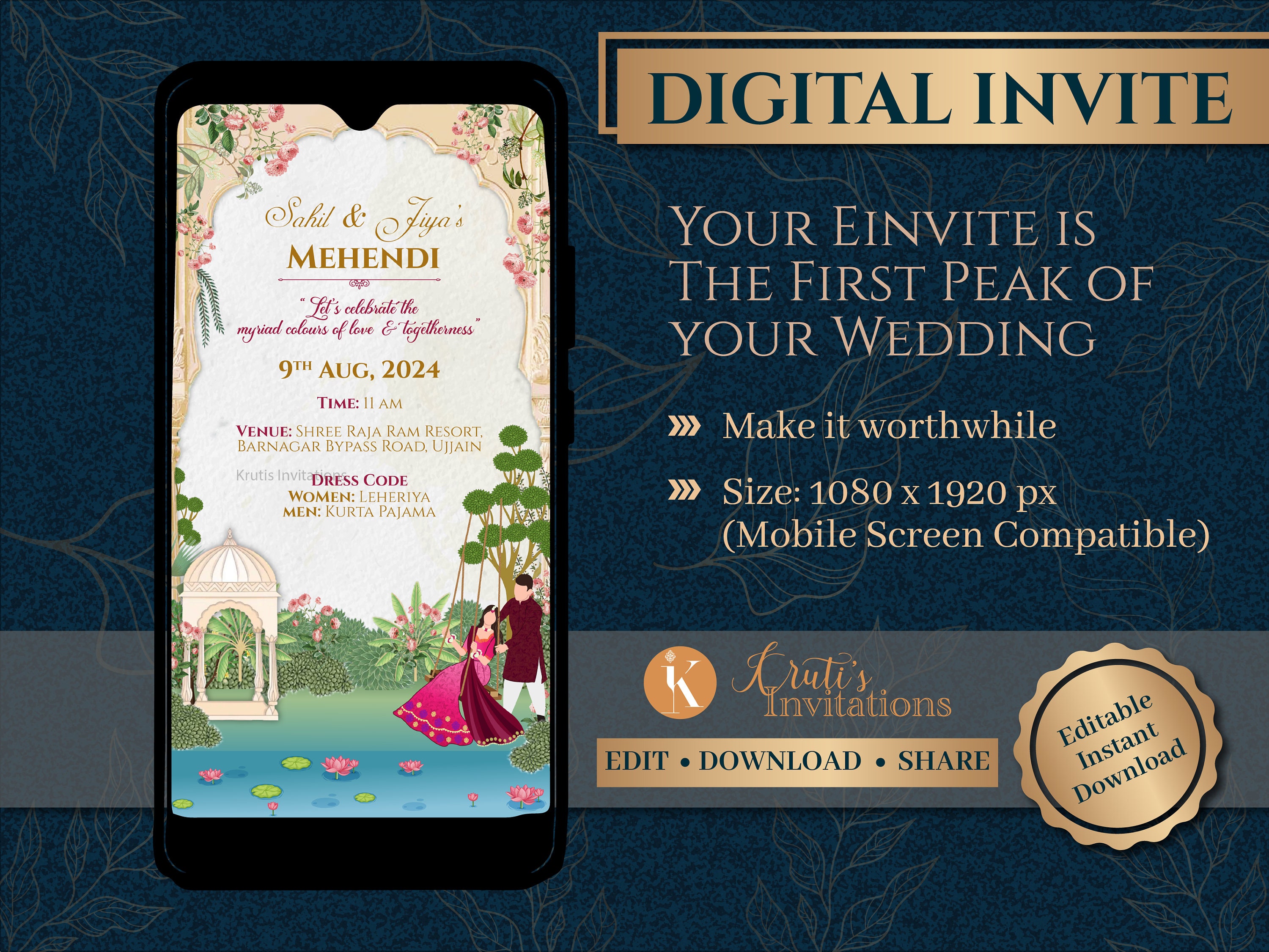 Mehndi Invitations , Mehendi Invitation Digital Mehndi Invite, Digital ...