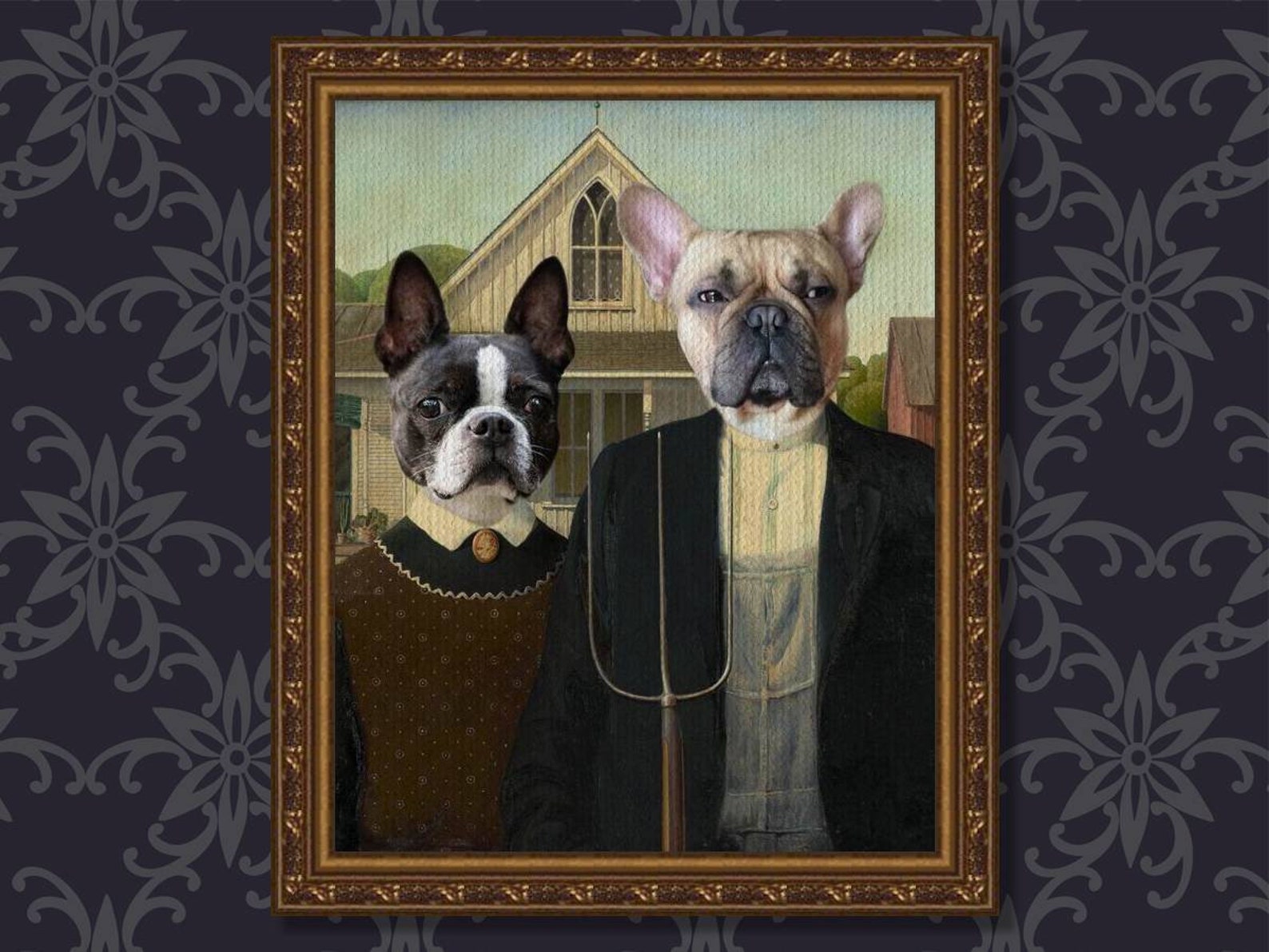 Custom American Gothic Pet Portrait, Custom Pet Portrait, Custom Dog ...