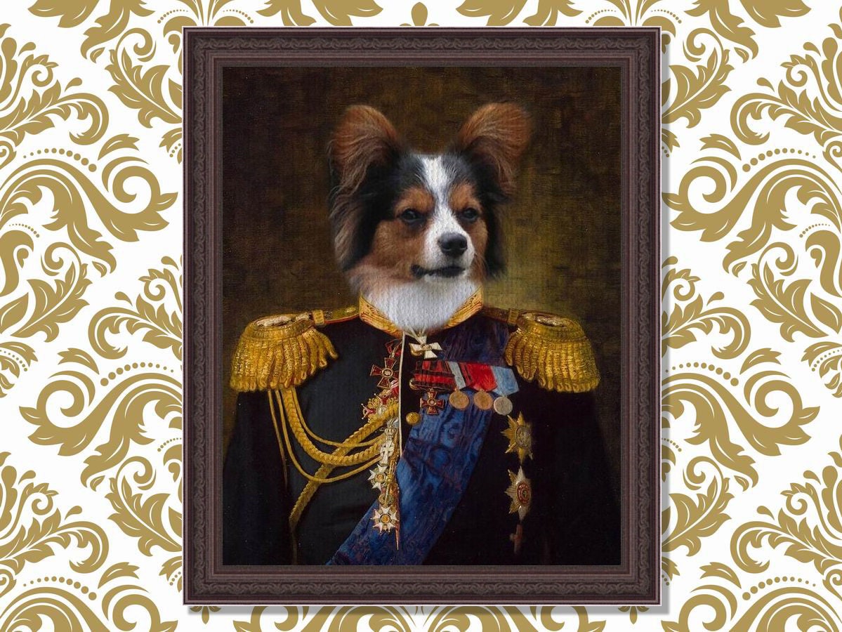 Custom Military Pet Portrait, Custom Royal Pet Portrait, Regal Pet ...