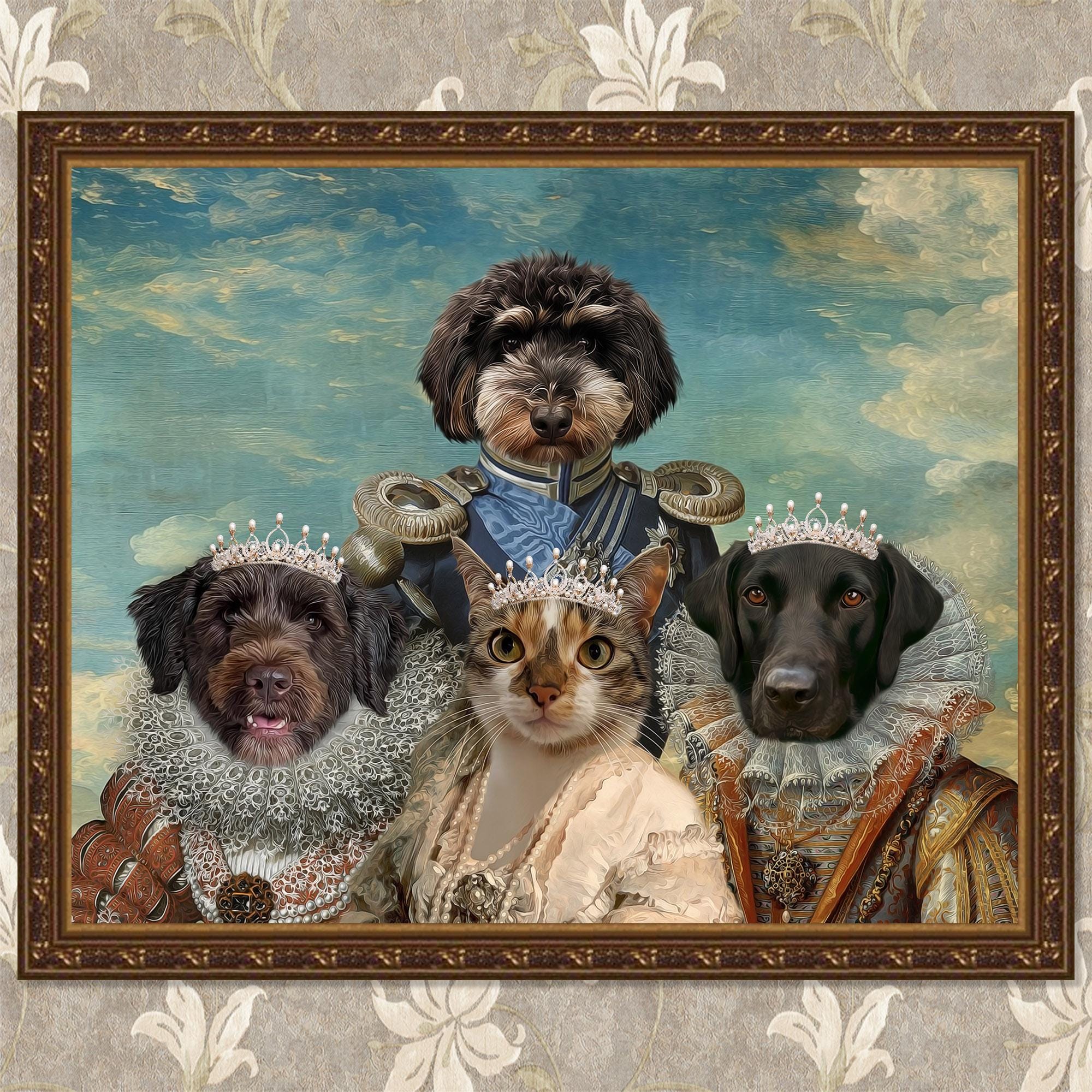 Custom Multi Historical Pet Portraits, 4 Pets Renaissance Portrait ...