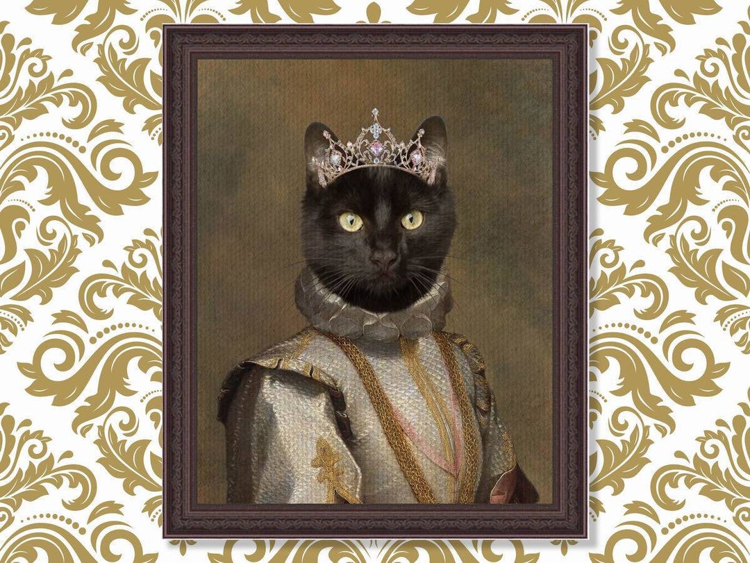Custom Queen Pet Portrait, Royal Regal Pet Portrait, Custom Classic Cat ...