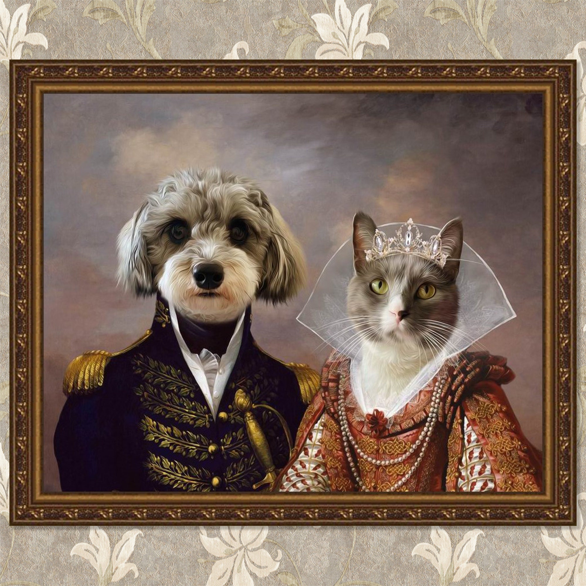2 Pet Portrait, Pet Portrait Custom, Christmas Day Gift, Dog Portrait ...