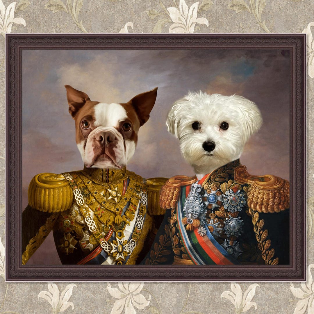 Custom Family Pet Portrait Regal, Custom Pet Portrait, 2 Pet Portraits ...