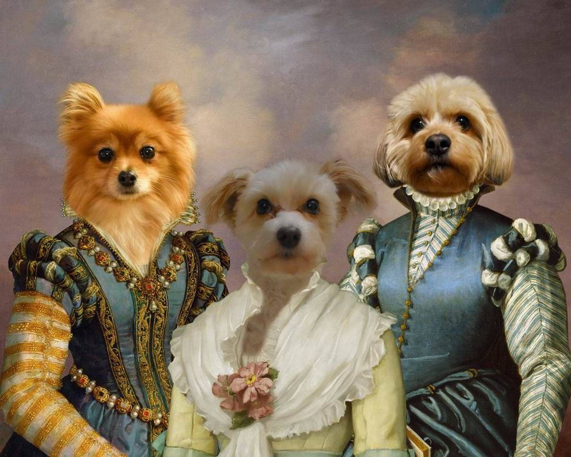 Custom Regal Group Pets Portrait Royal Dog Portraits Classic | Etsy UK