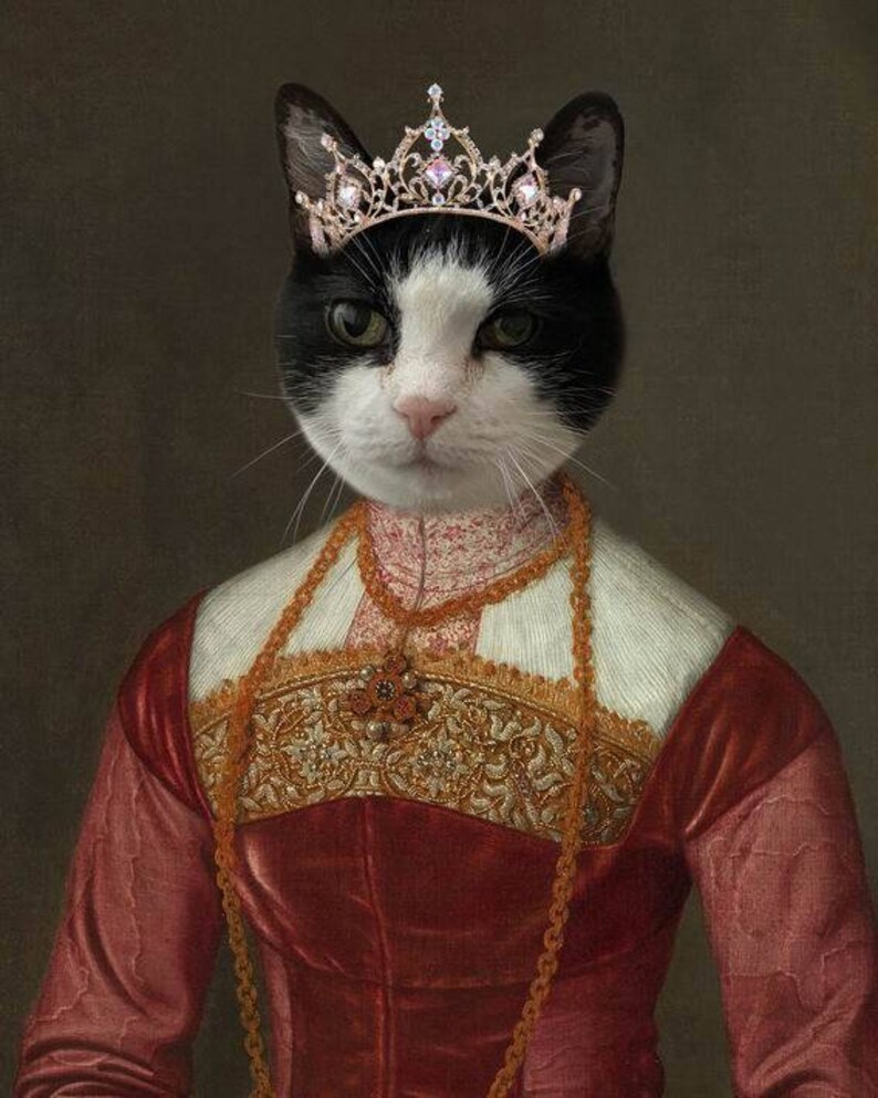 Custom Royal Pet Portrait Royal Pet Queen King Fancy Pet - Etsy