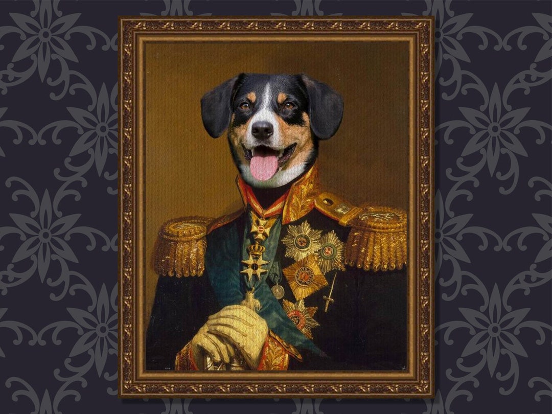 Custom Personalized Pet Military Portrait, Renaissance Pet Portrait ...