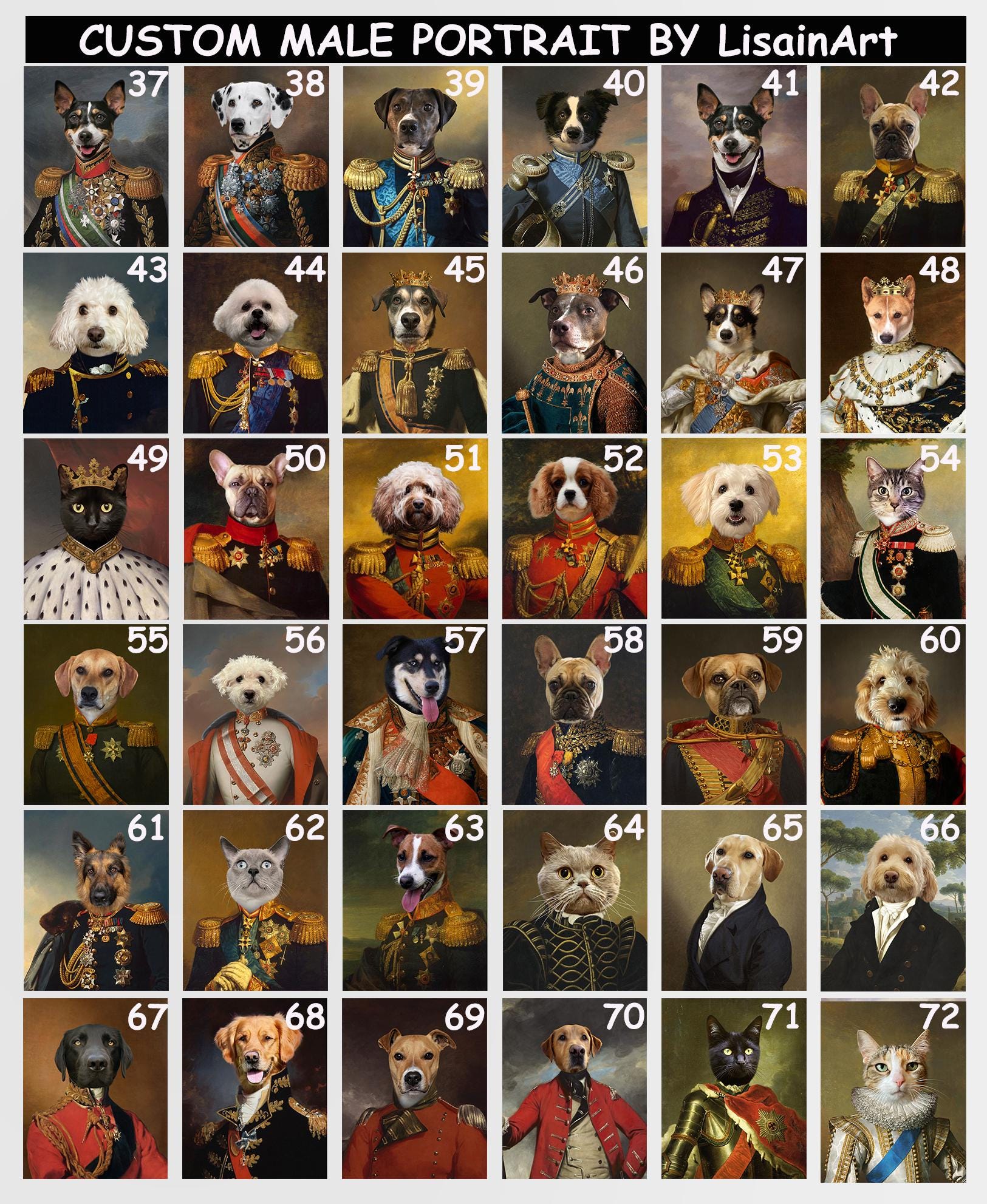 Custom Pet Portrait, Custom Dog Portrait in Military Uniform, Royal Pet ...