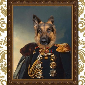 Custom Military Pet Portrait, Renaissance Pet Portrait, Classic Pet ...