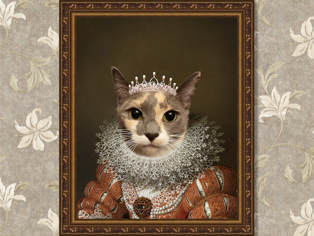Custom Royal Pet Portrait, Custom Pet Portrait, Christmas Pet Queen ...