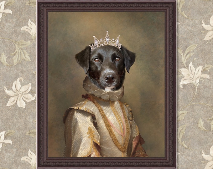 Custom Pet Portrait, Royal Pet Portrait, Father's Day Gift Pet Portrait ...