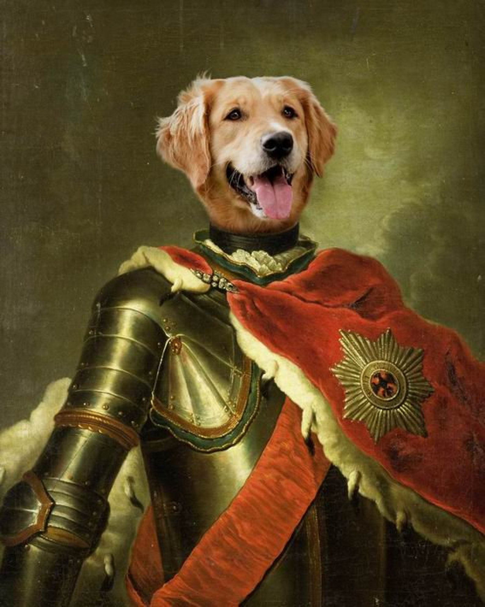 Custom Knight Pet Portrait Custom Animal Portrait | Etsy