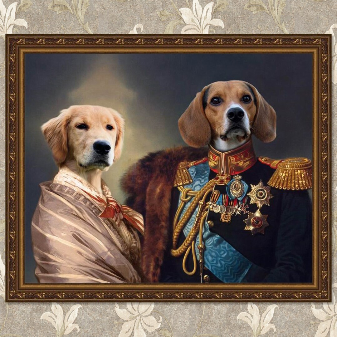 Custom Couple Portrait Pet, Royal Dog Portrait, Two Pet Portraits ...