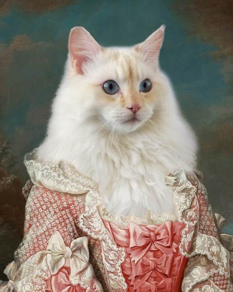 Custom Classic Pet Portrait Regal Pet Portrait Custom Cat | Etsy