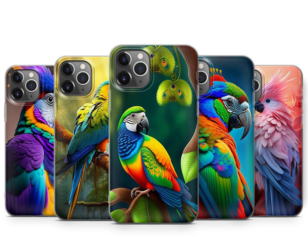 Cute Parrots Bird Protective Durable Phone Case for iPhone 15 14 13 12 ...