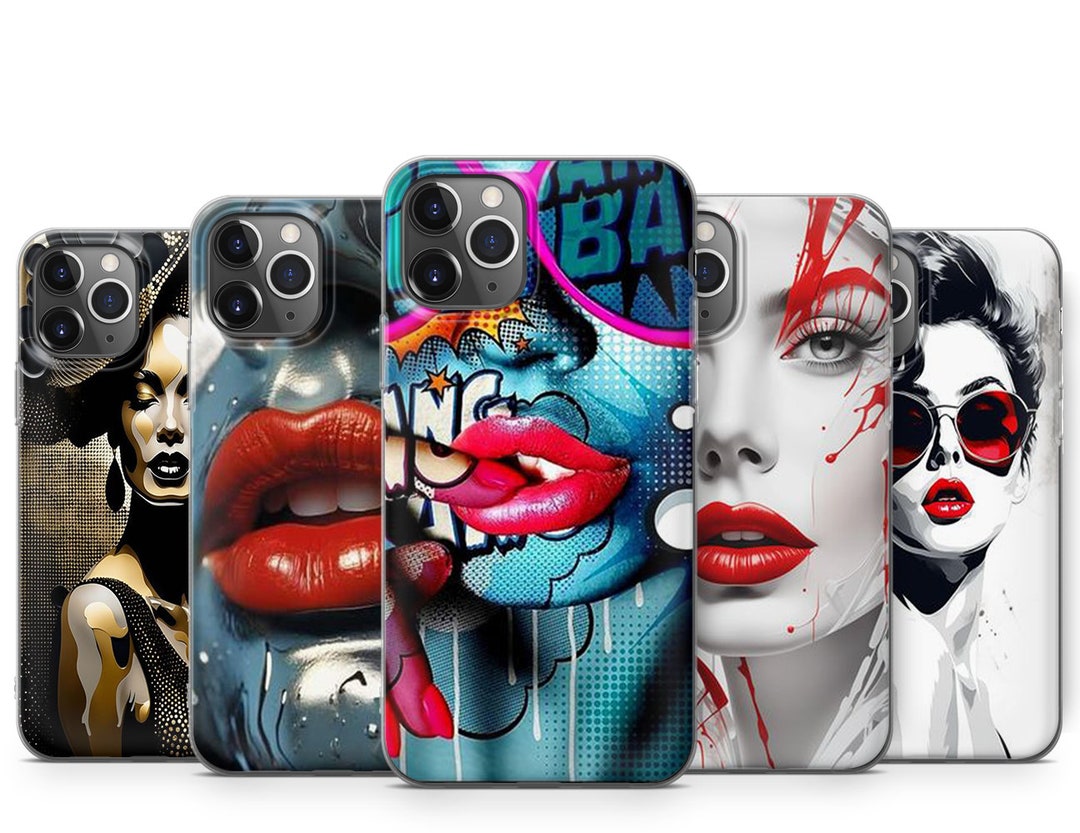 Painting Lips Phone Case for iPhone 16 15 14 13 12 11 Samsung S25 S24 ...