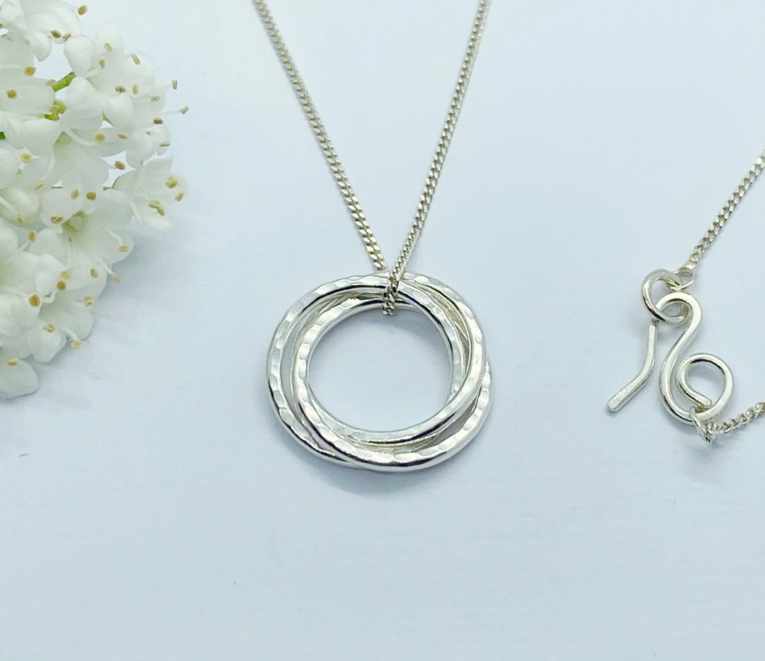 Collier en argent sterling à trois anneaux, collier à 3 cercles ...