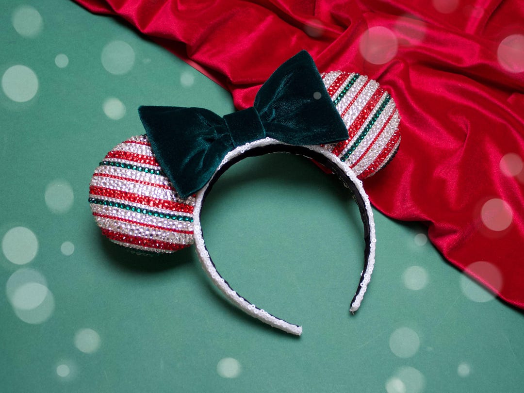 Luxury Glass Crystal Peppermint Stripe Ears - Etsy