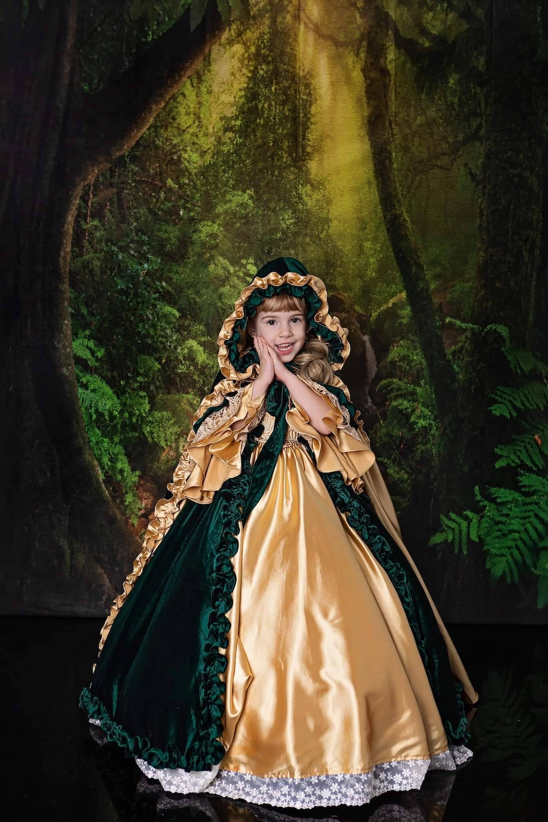 Princess Fiona Inspired Velvet Girls Gown With Cape - Etsy