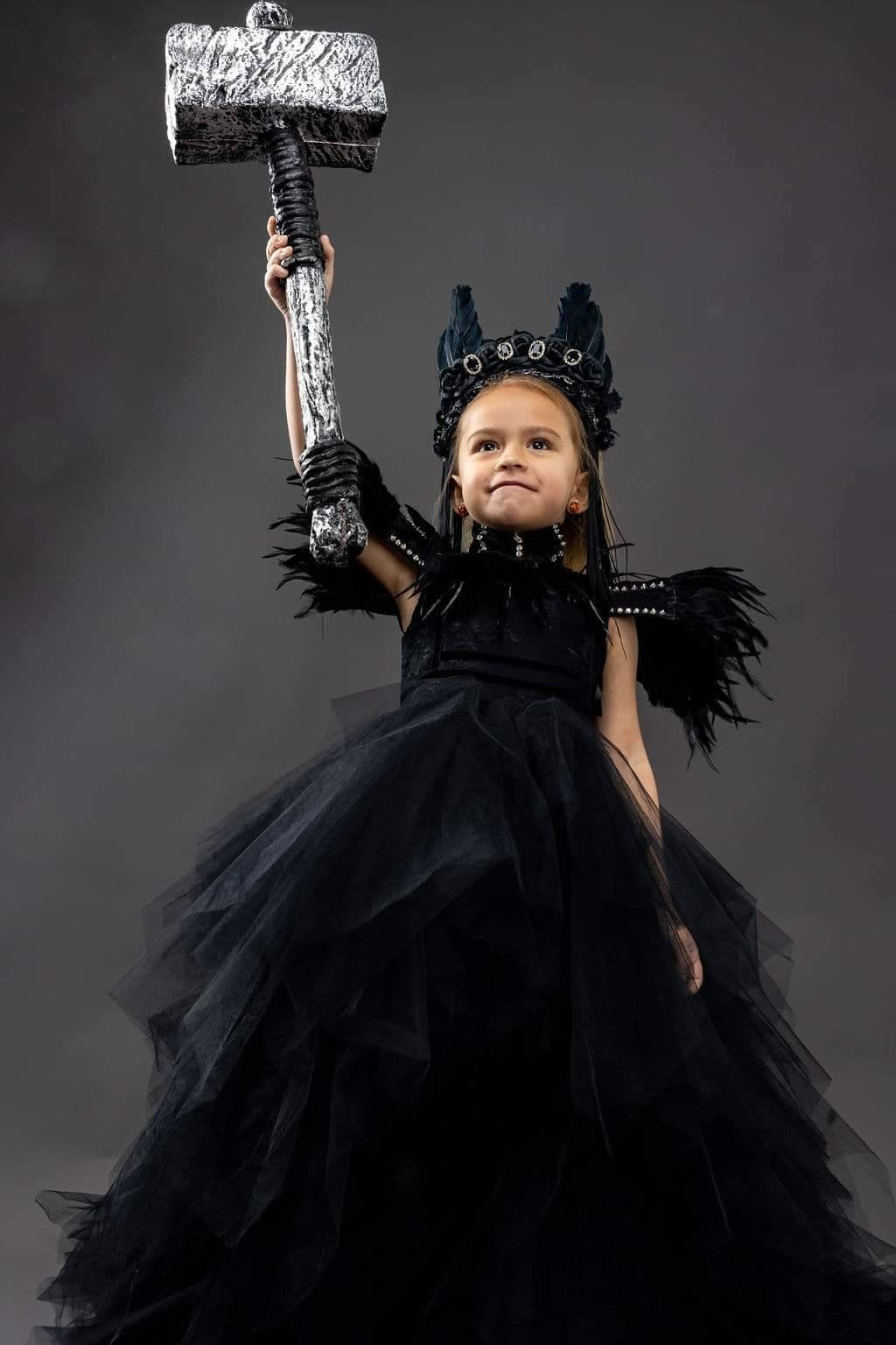 Kaiah Black Gothic Style Tulle Gown With Broad Shoulders and - Etsy