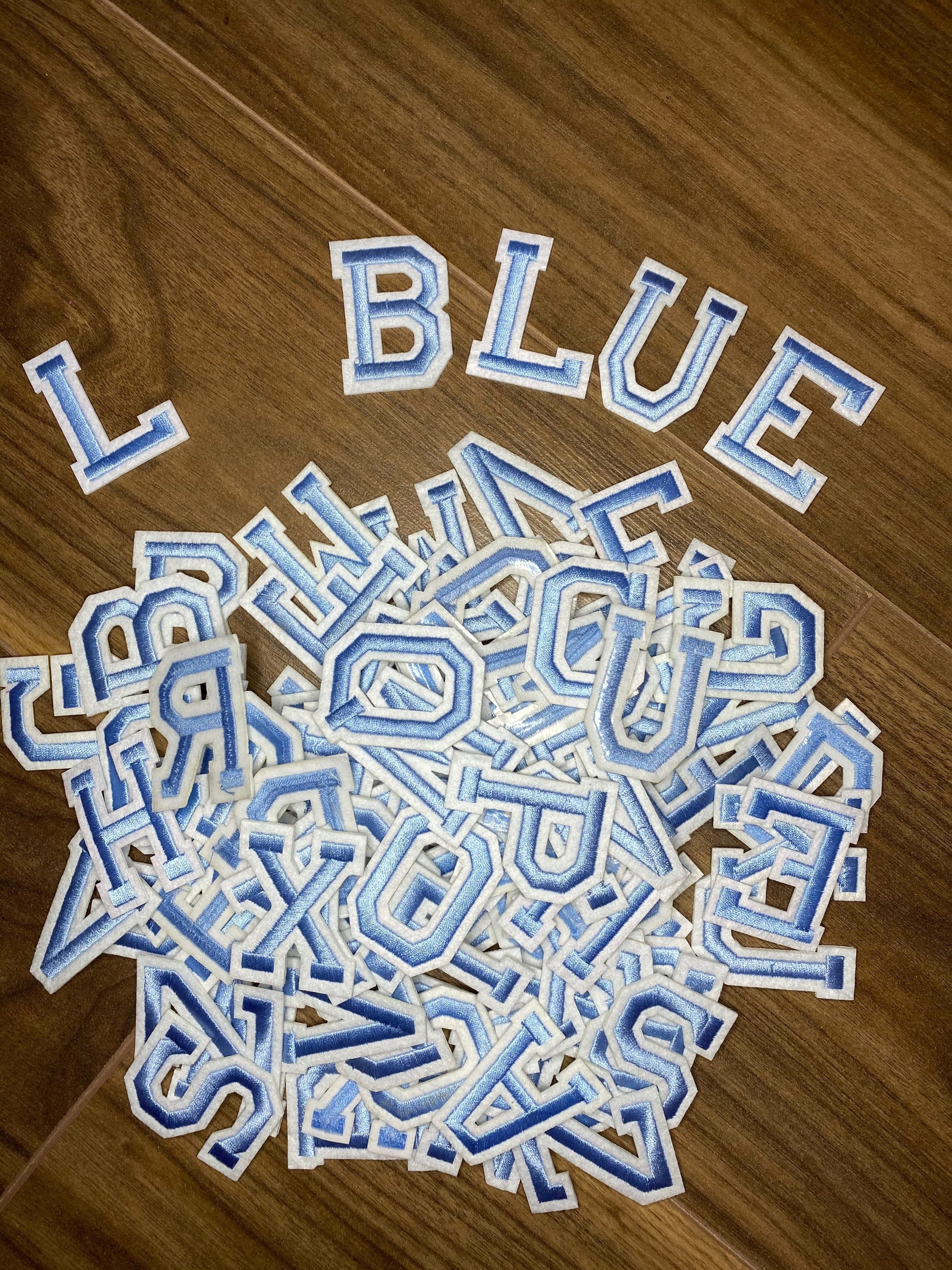 LIGHT BLUE Varsity Initial Patch Iron On Sew On | Etsy