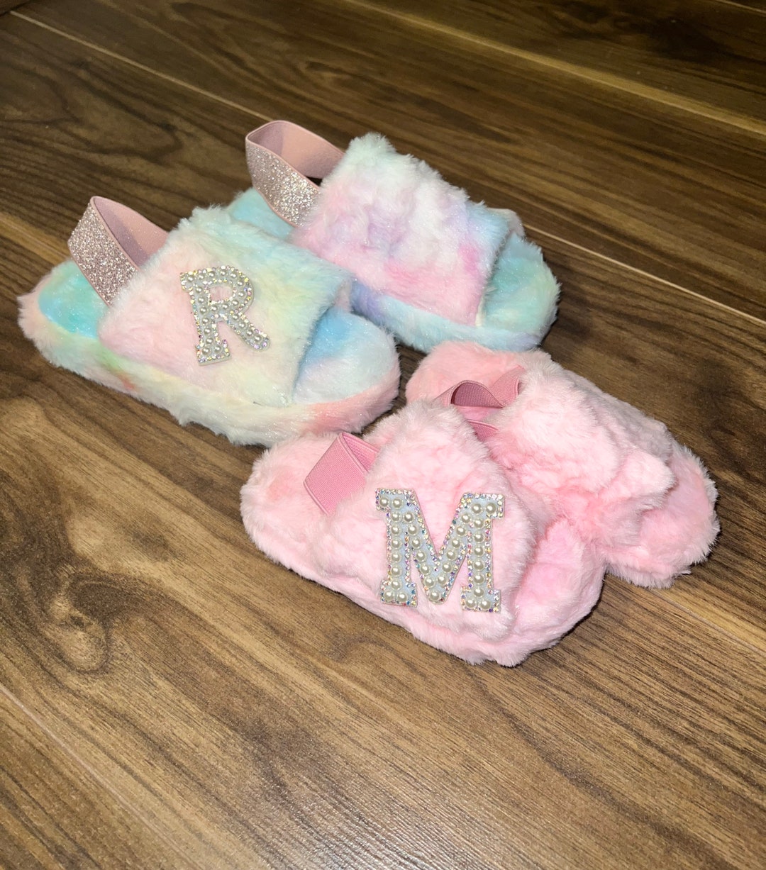 Childrens Fluffy Personalised Slippers Kids Sliders - Etsy