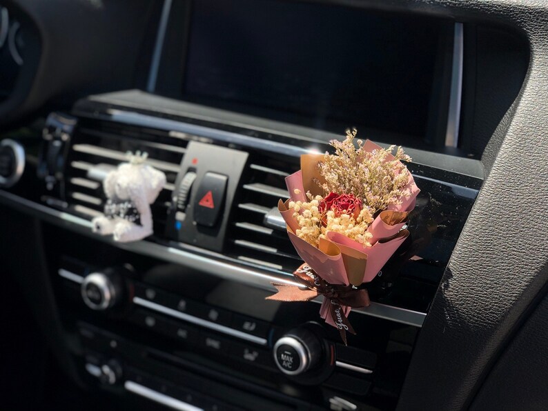 Handmade Mini Natural Dried Flower Bouquet Rose Car | Etsy