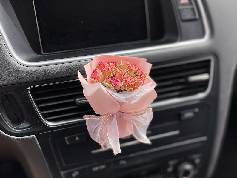 Handmade Mini Natural Dried Flower Bouquet rosy Car - Etsy