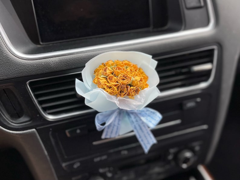 Handmade Mini Natural Dried Flower Bouquet rosy Car - Etsy