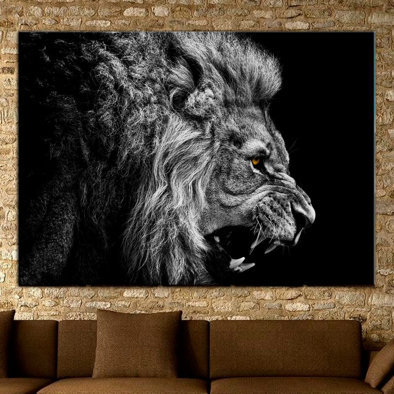 Black and White Lion Art - Etsy