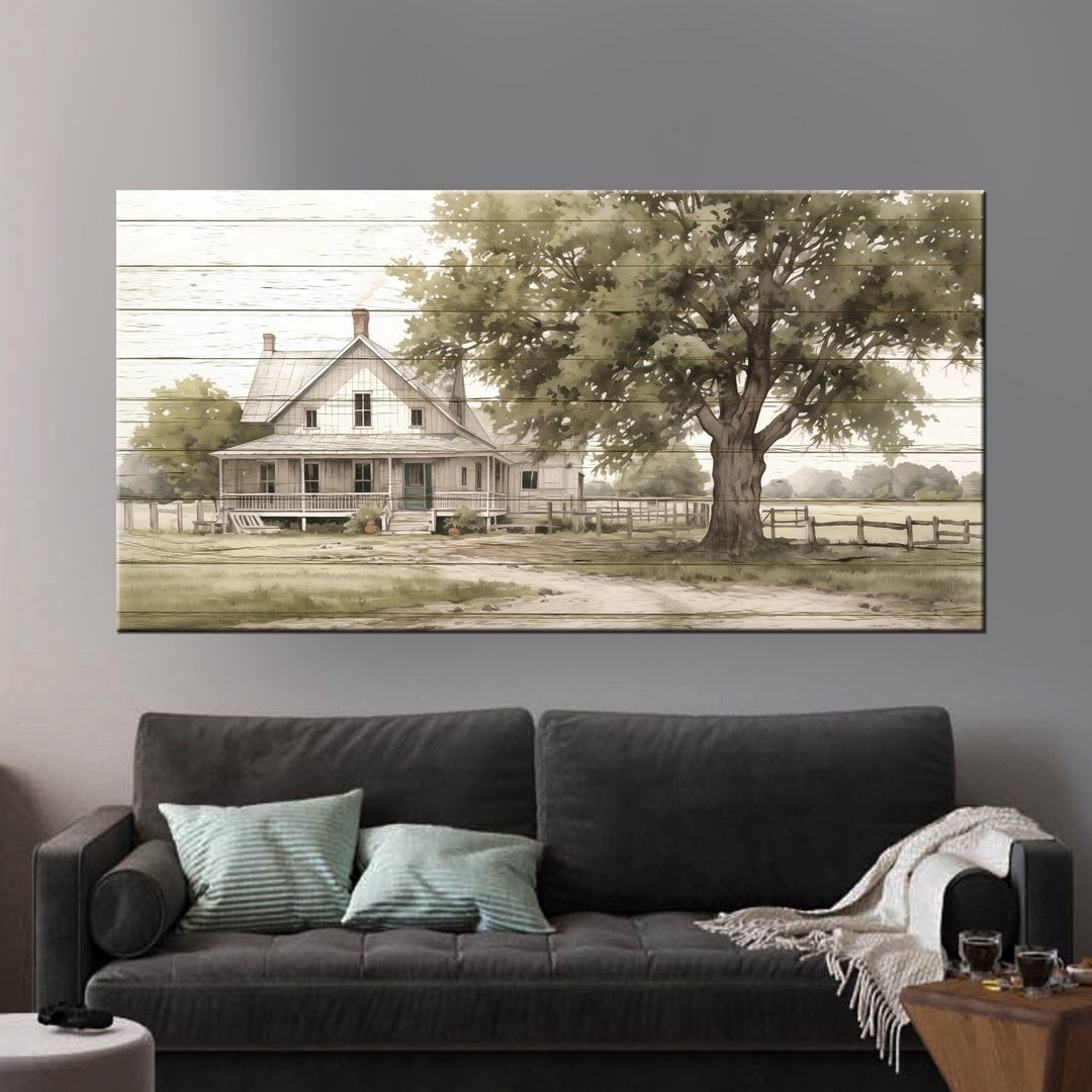 Vintage Farmhouse Canvas Print, Farmhouse Wall Art Decor, Old Farmhouse ...