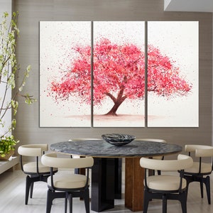 Watercolor Tree Pink Wall Art, Sakura Tree Blossom Print, Tree Blossom ...
