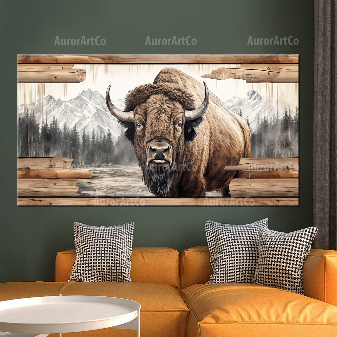 Buffalo Canvas Print: Bison Wall Art, Farmhouse Decor - Etsy
