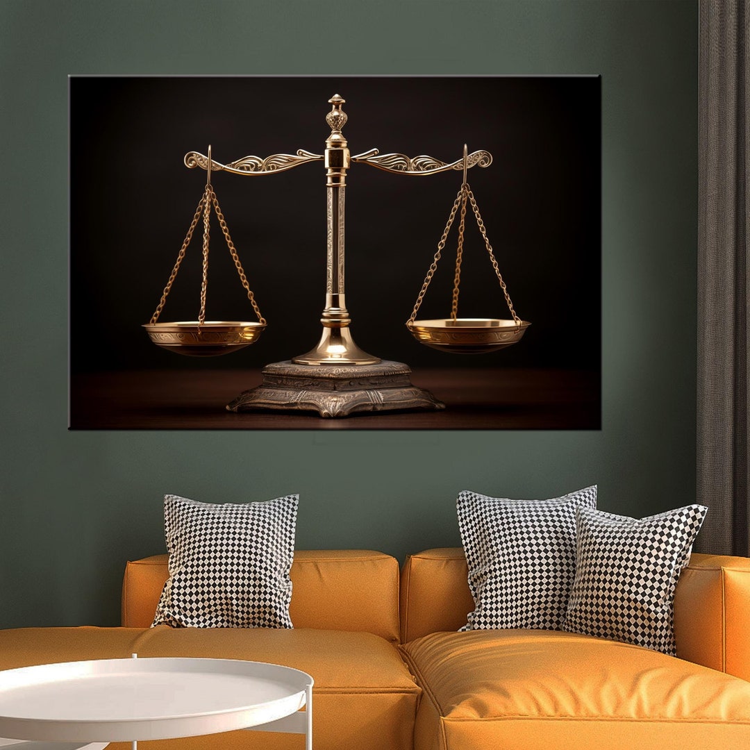 Lawyer Playing Print, Law Office Wall Decor, Scales of Justice Canvas ...