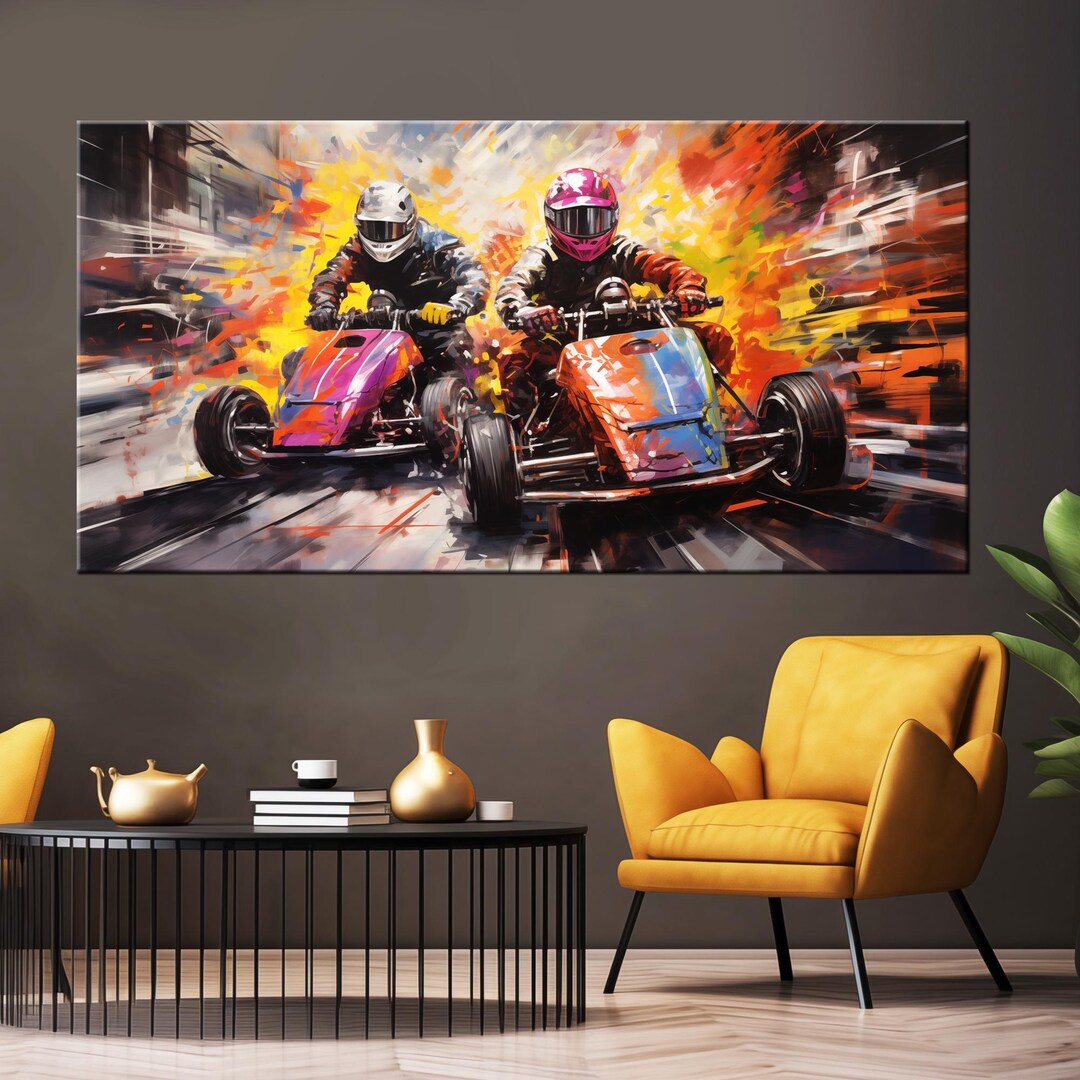 Kart Racing Painting Print,karting Wall Decor, Karting Canvas Print ...