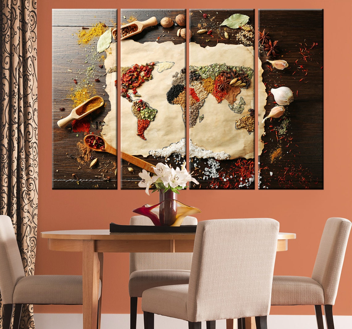 Spice Map Canvas Herbs and Spices Wall Art Chef Gift Canvas - Etsy