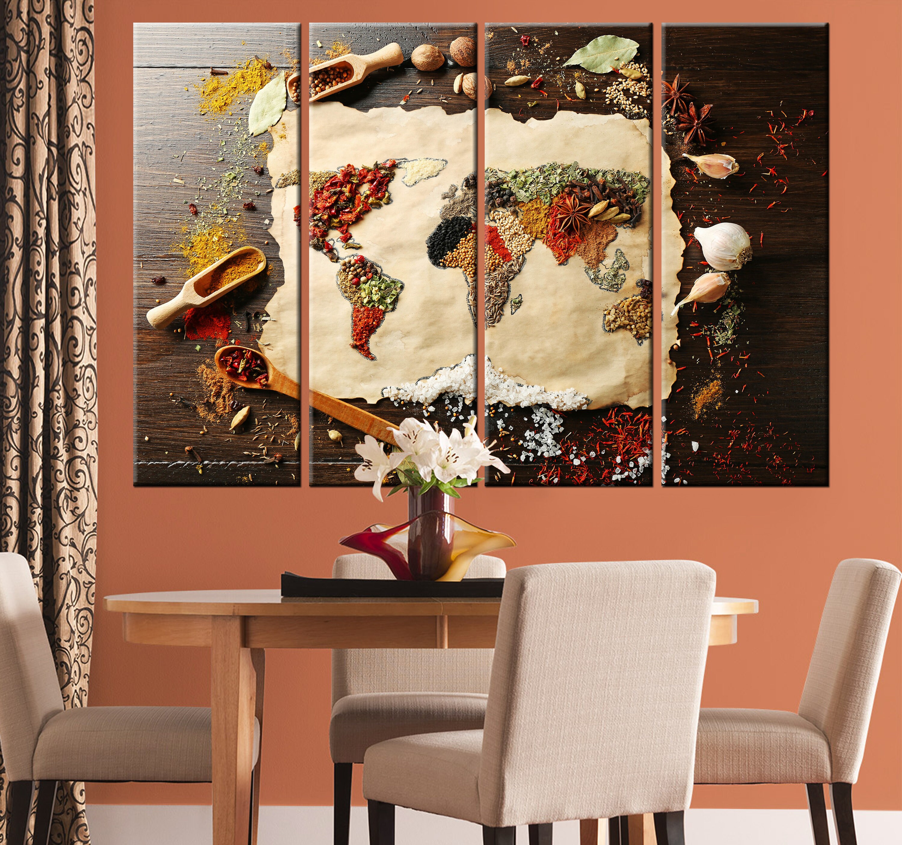 Spice Map Canvas Herbs and Spices Wall Art Chef Gift Canvas - Etsy