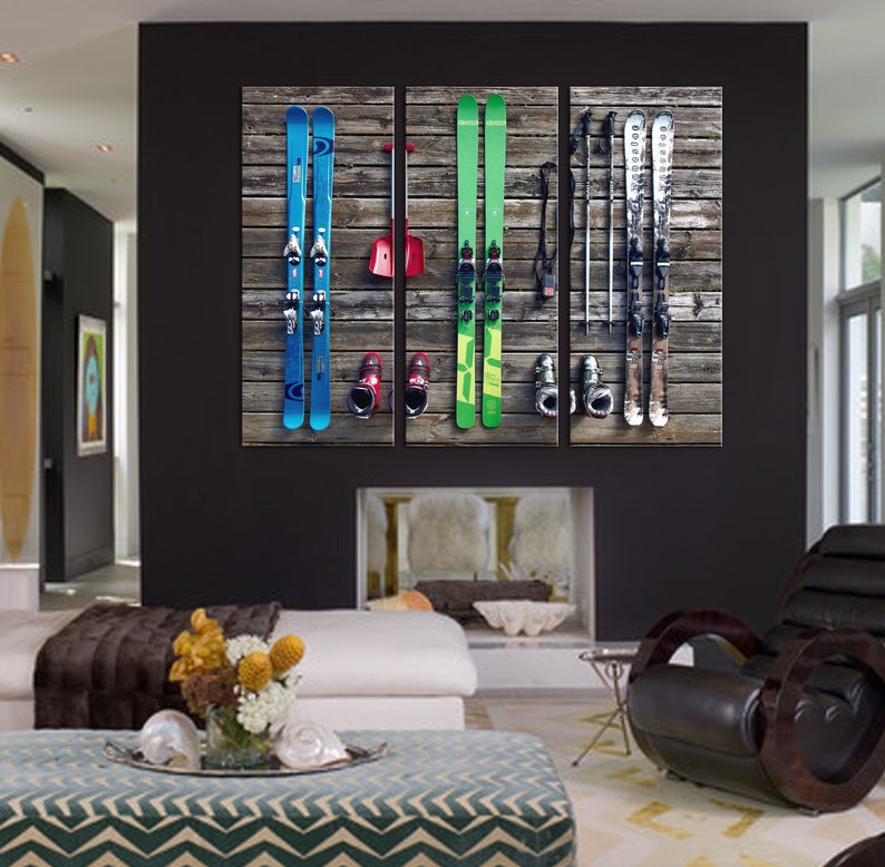 Skis Canvas Skis Wall Art Skiing Wall Decor Winter Sports - Etsy