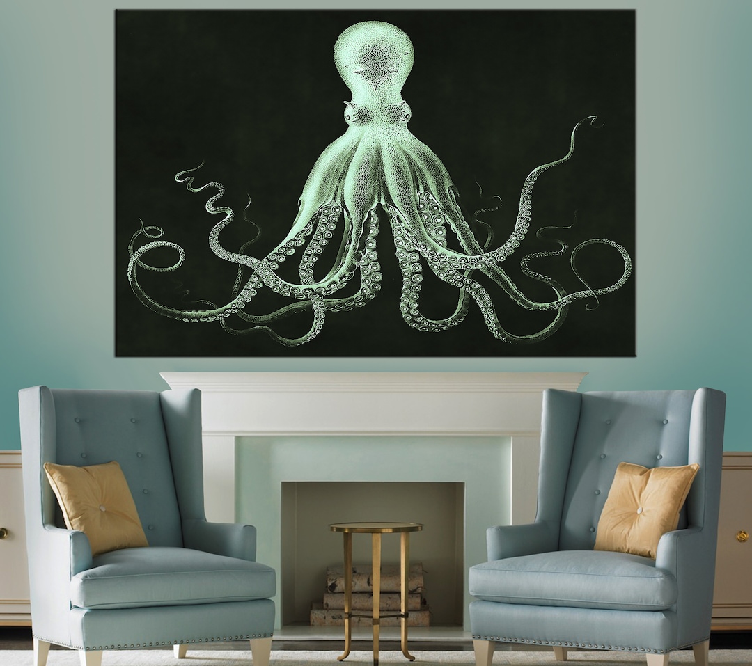 Octopus Abstract Wall Art, Octopus Décor, Sea Creatures Canvas ...