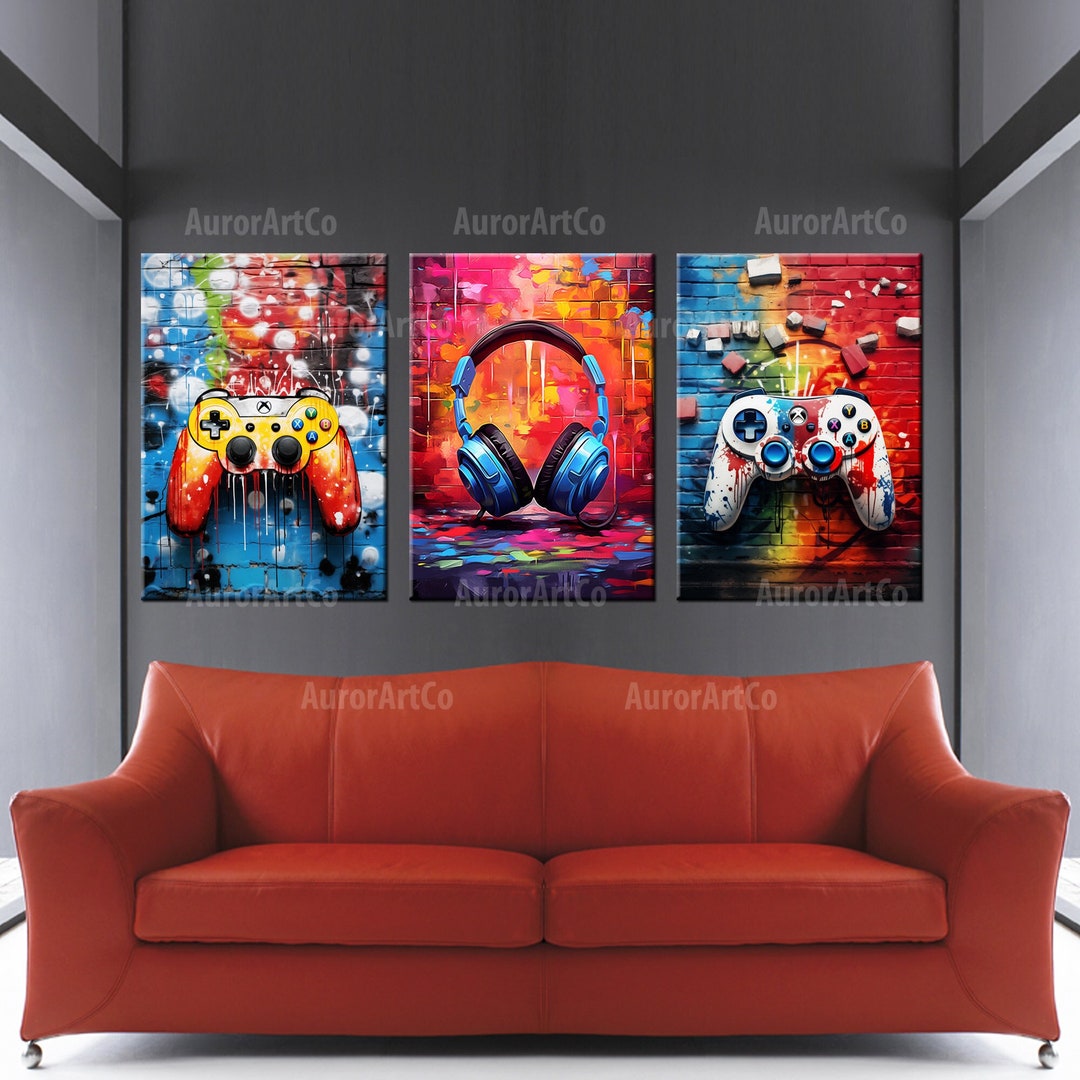 Gaming Canvas Wall Art, Games Print, Games Room Decor, Boys Bedroom ...