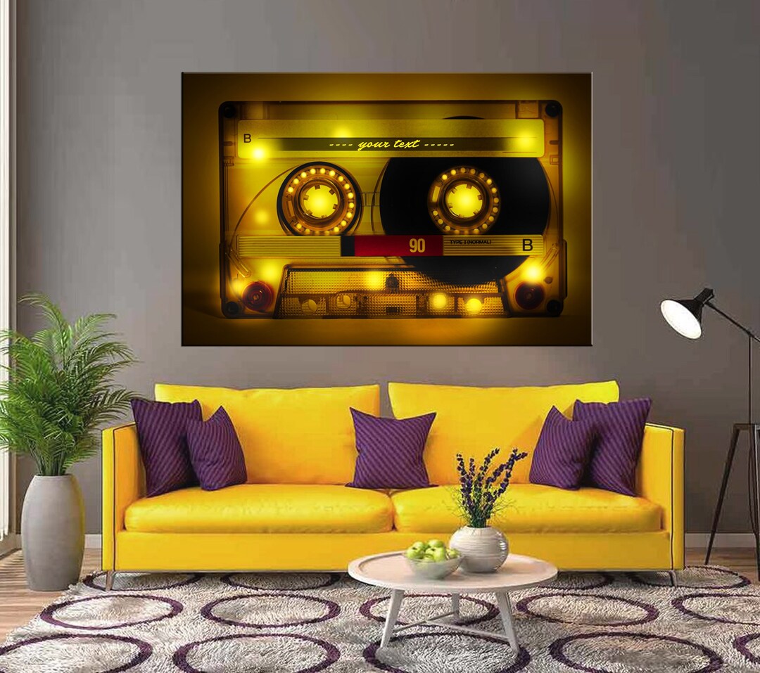 Shiny Retro Cassette Canvas Print, Audio Cassette Wall Decor for Home ...