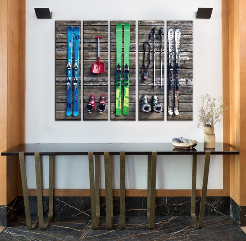 Skis Canvas Skis Wall Art Skiing Wall Decor Winter Sports - Etsy