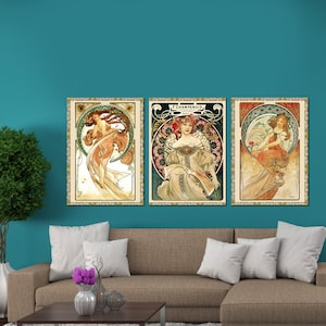 Alphonse Mucha Vintage Reproduction Print, Mucha Dance Canvas Print ...