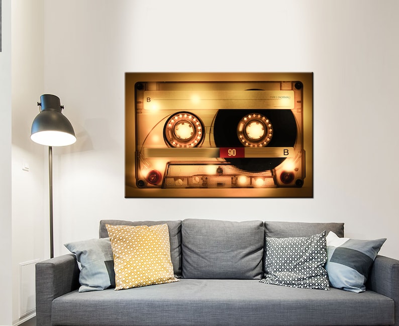 Shiny Retro Cassette Canvas Print, Vintage Tape Print, Audio Cassette ...