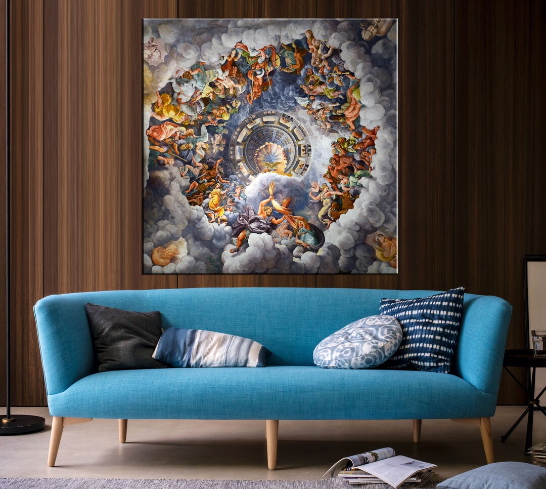 Giulio Romano Reproduction Canvas Print, Romano Home of the Gods Fresco ...