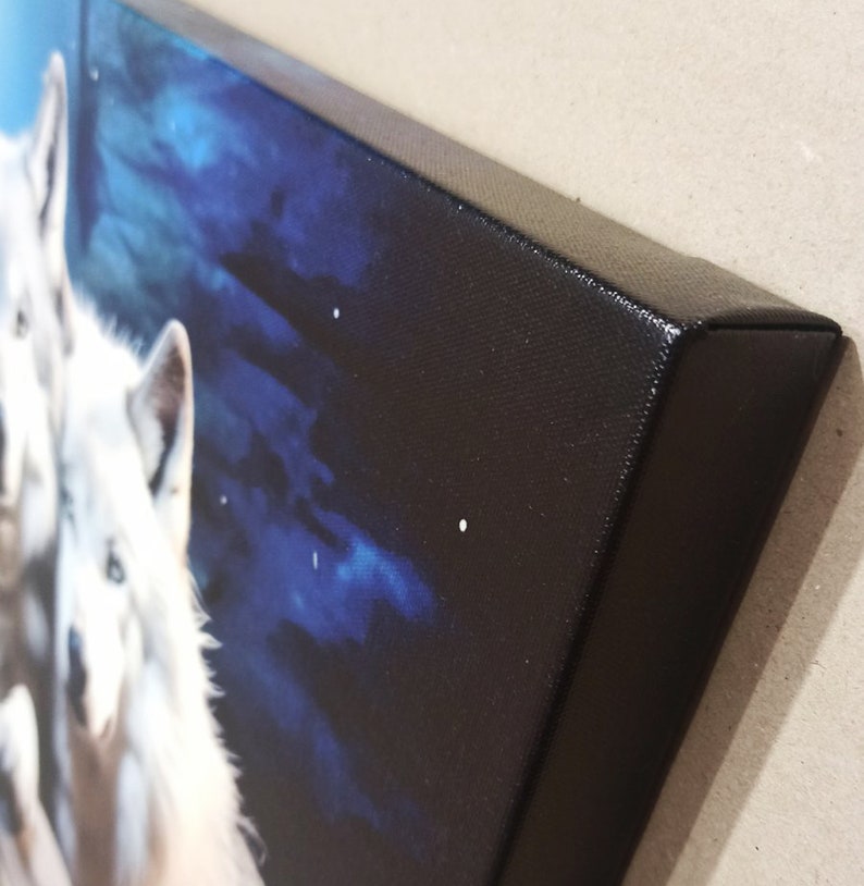 Wolves Couple Canvas, Wolf Love Painting Print, Pair of Wolves Wall ...
