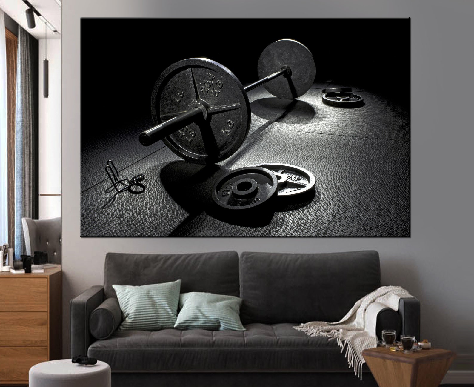 Gym Motivation Print Home Gym Poster Dumbbells Canvas Sport - Etsy