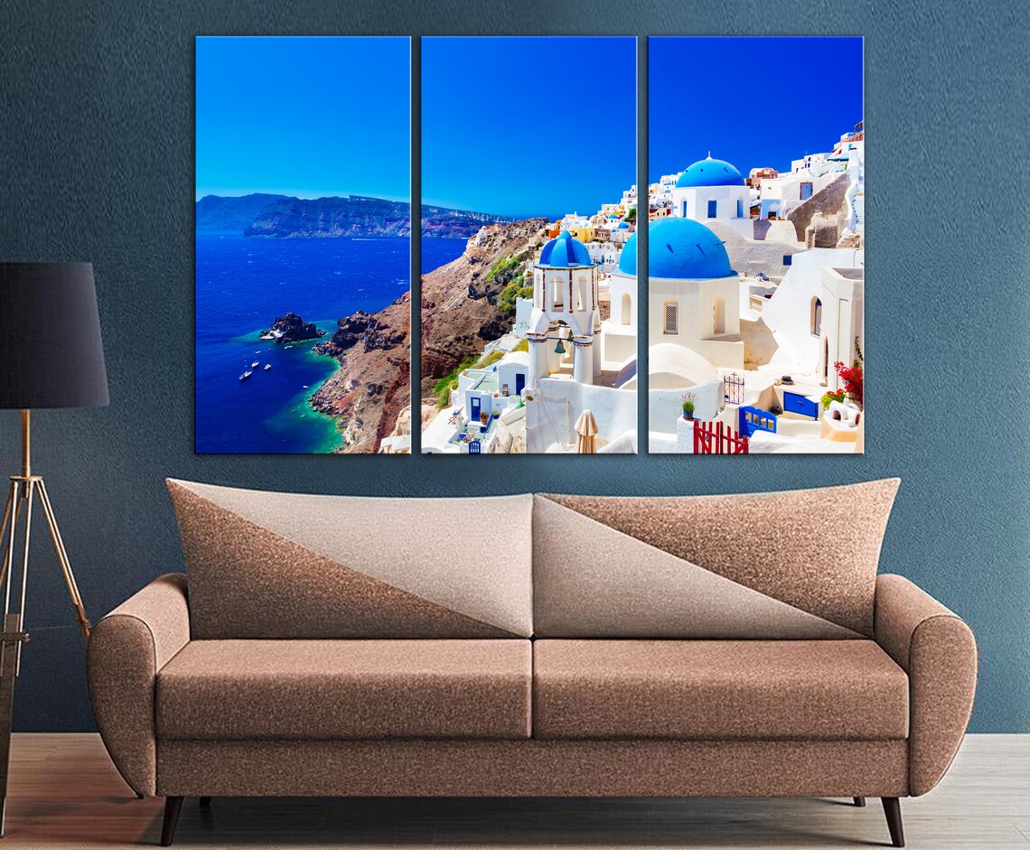 Santorini Greece Wall Art Santorini Canvas Greek Island Art - Etsy