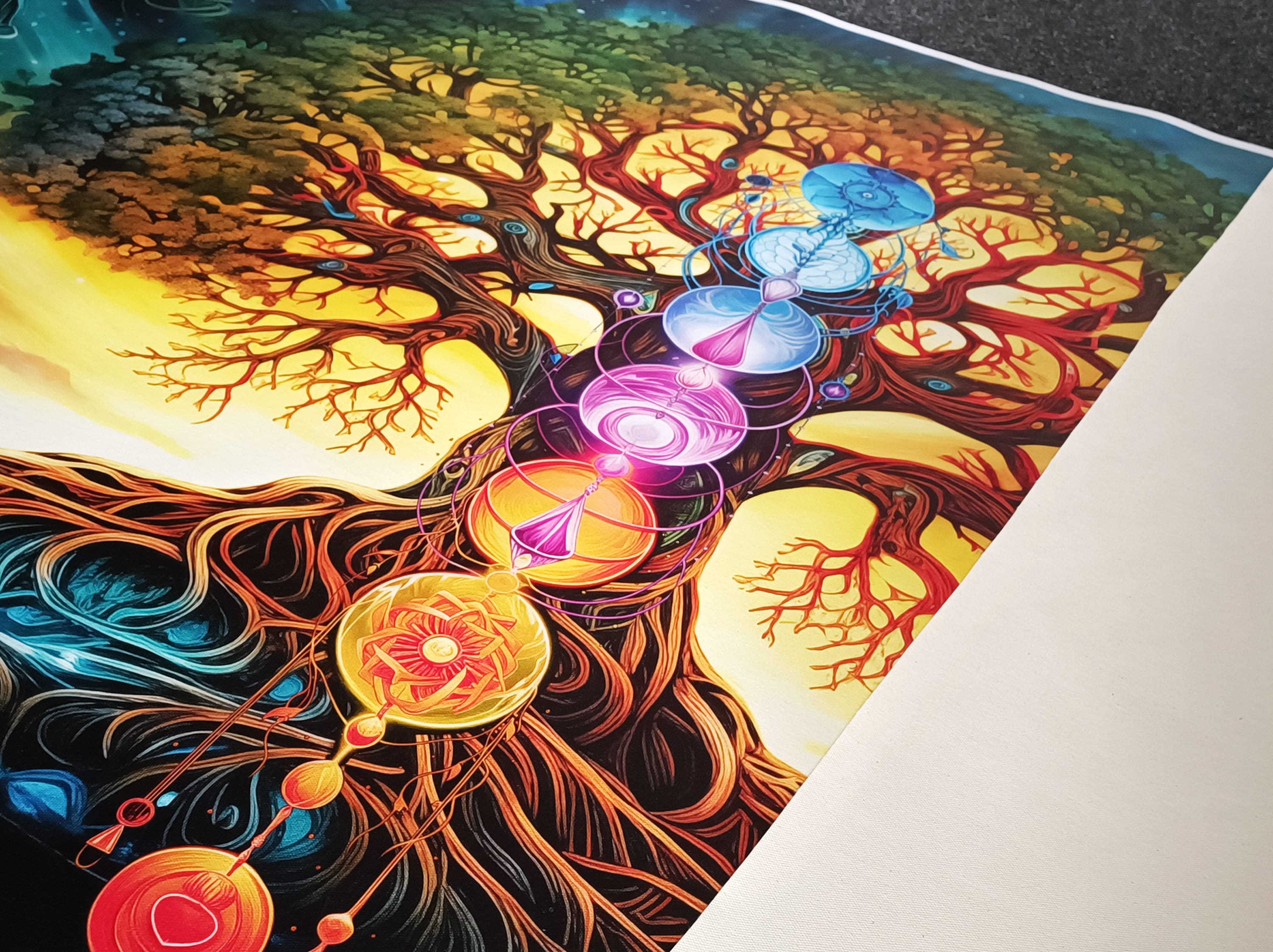 Tree of Life Painting Print Canvas, Mythology Wall Art, Chakras Wall ...